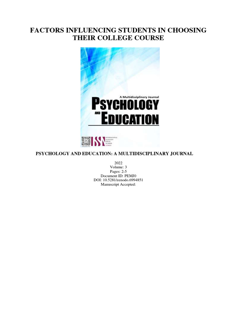 Factors Influencing College Course Choice | PDF | Data | Behavior