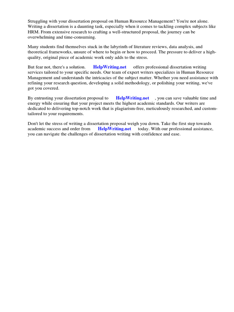 Dissertation Proposal On Human Resource Management | PDF | Human ...
