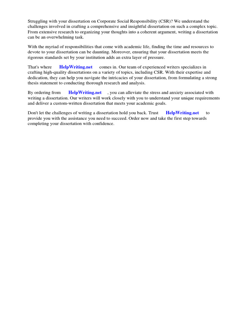 Dissertation Examples On CSR | PDF | Corporate Social Responsibility ...
