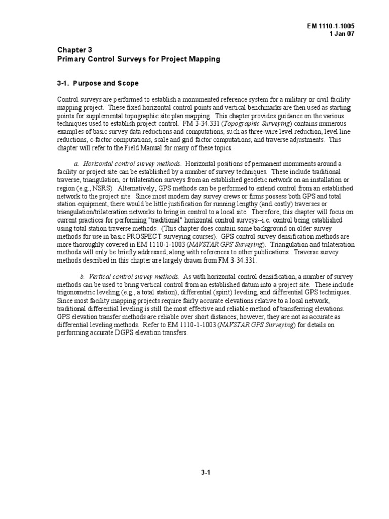 Primary Control Surveys For Project Mapping: 3-1. Purpose and Scope ...