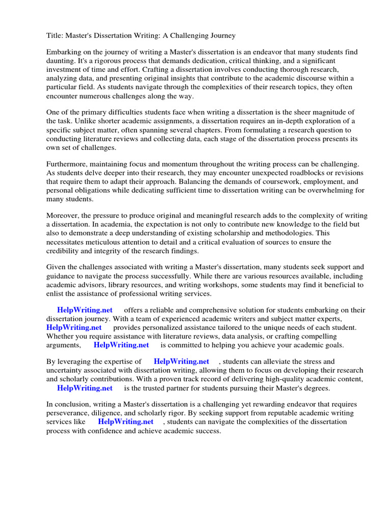 MSC Dissertation Series | PDF | Thesis | Critical Thinking