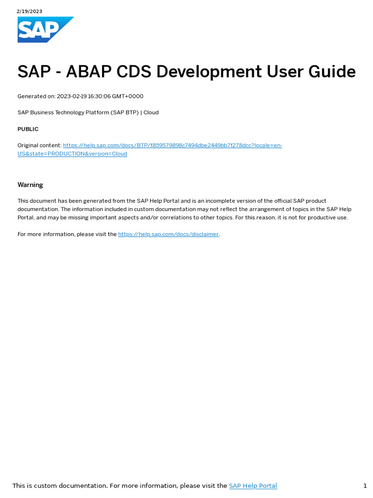 Sap Abap Cds Development User Guide Download Free Pdf Metadata Databases