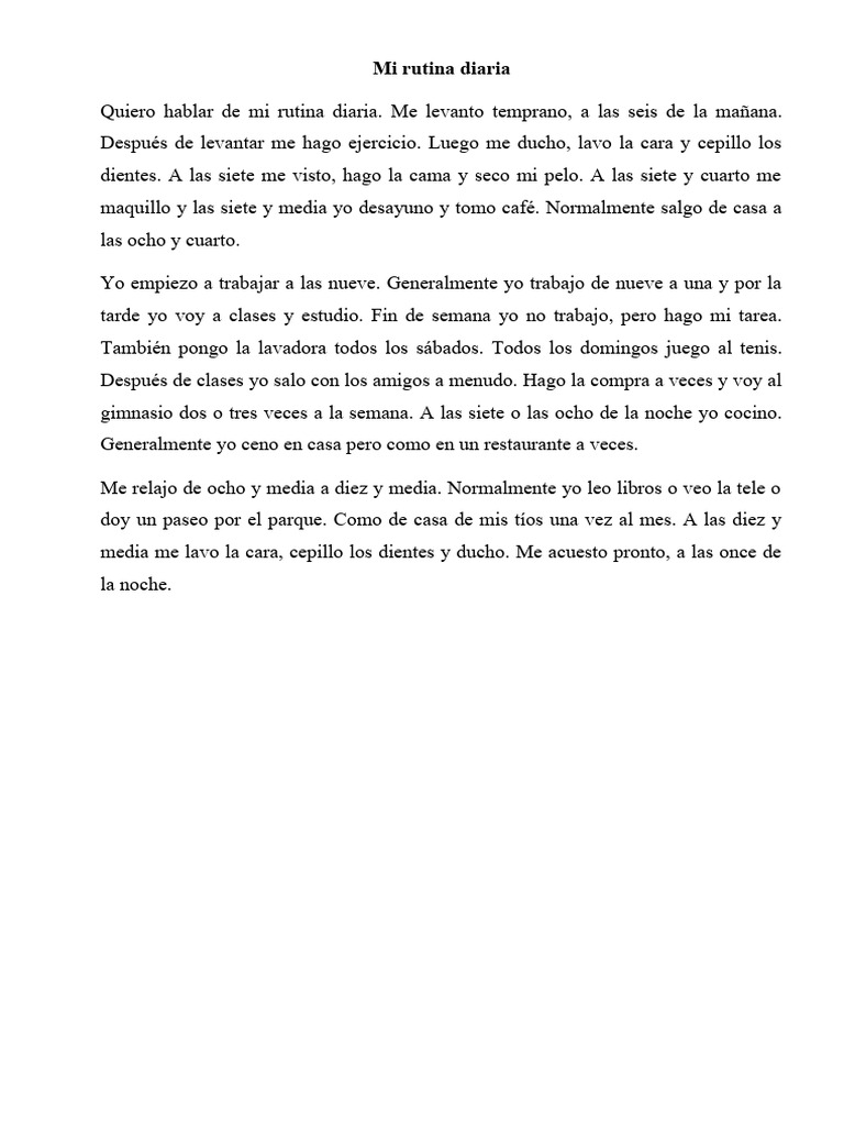Mi Rutina Diaria | PDF