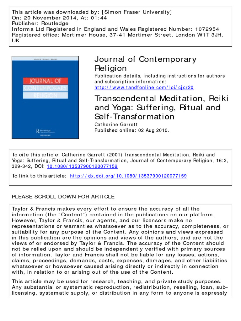 Journal of Contemporary Religion: To Cite This Article: Catherine ...