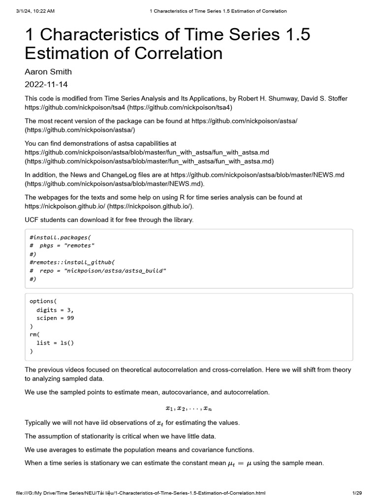 Time Series Characteristics & Correlation | PDF | Time Series ...
