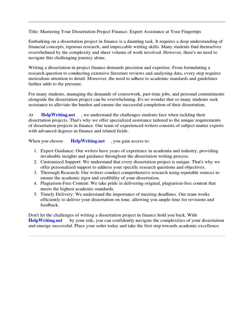 Dissertation Project Finance | Download Free PDF | Investing | Foreign Direct Investment