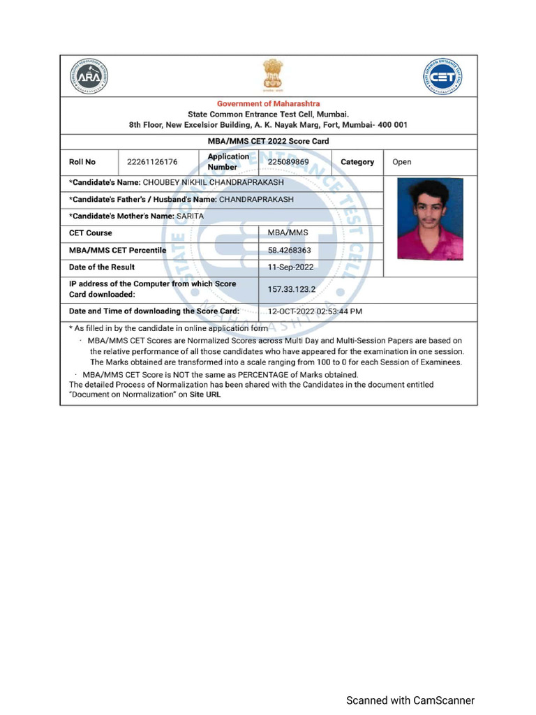 Score Cards - Candidate Login - 1 | PDF
