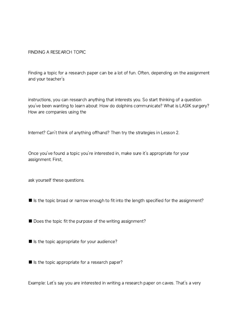 Finding A Research Topic | PDF