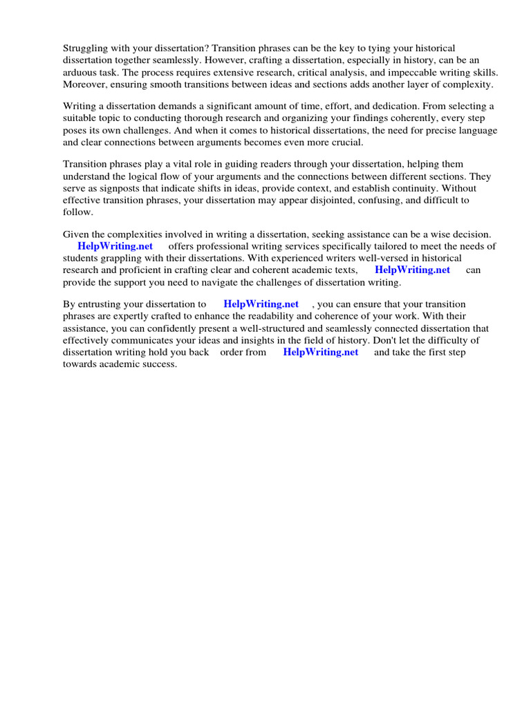Phrase de Transition Dissertation Histoire | PDF