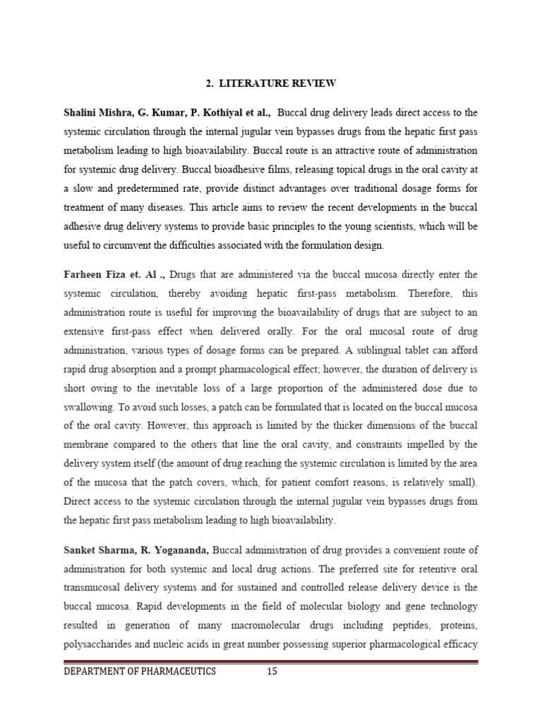 2.literature Review | PDF | Pharmaceutical Formulation | Pharmacy