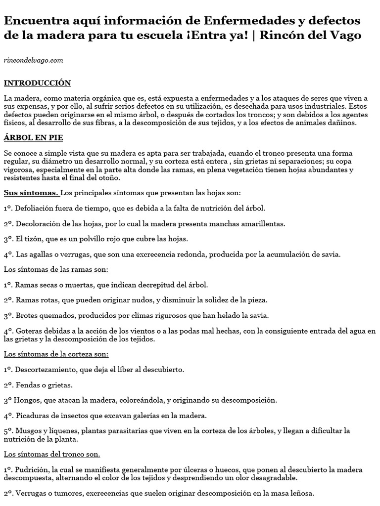 Enfermedades y defectos de la madera | PDF | Madera | Tallo de la planta