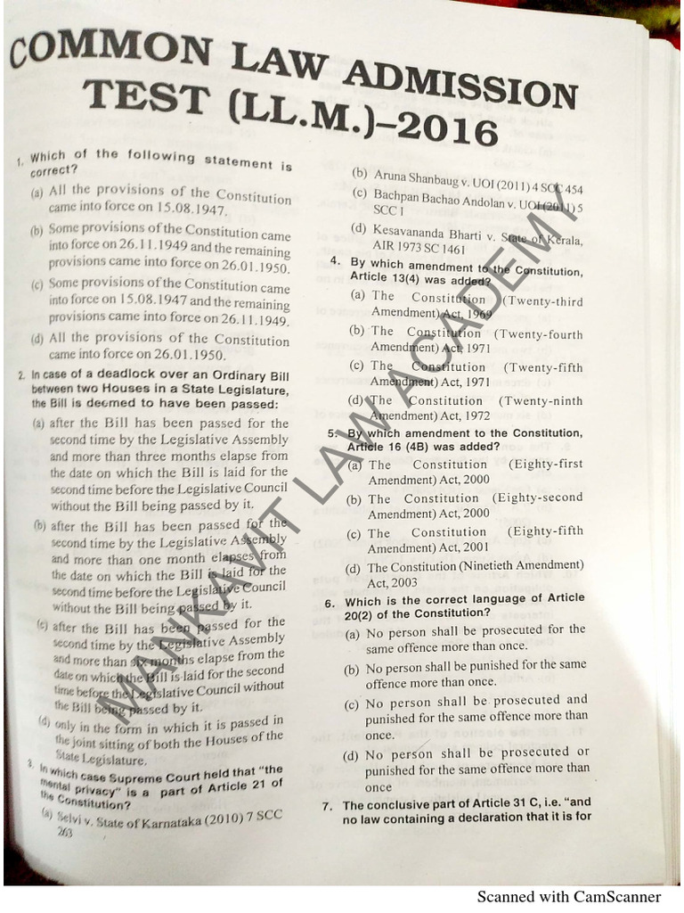 Clat LLM 2016 | PDF