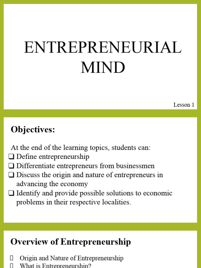 Entrep Prelim Lesson 1 | PDF | Entrepreneurship | Economies
