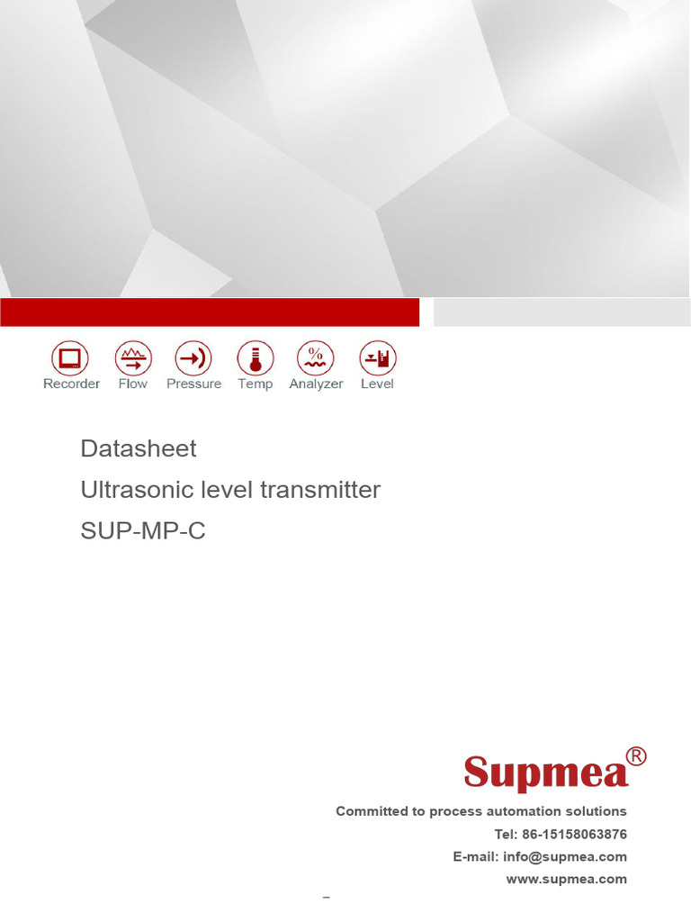 Sup MP C Ultrasonic Level Transmitter Datasheet | PDF | Ultrasound ...