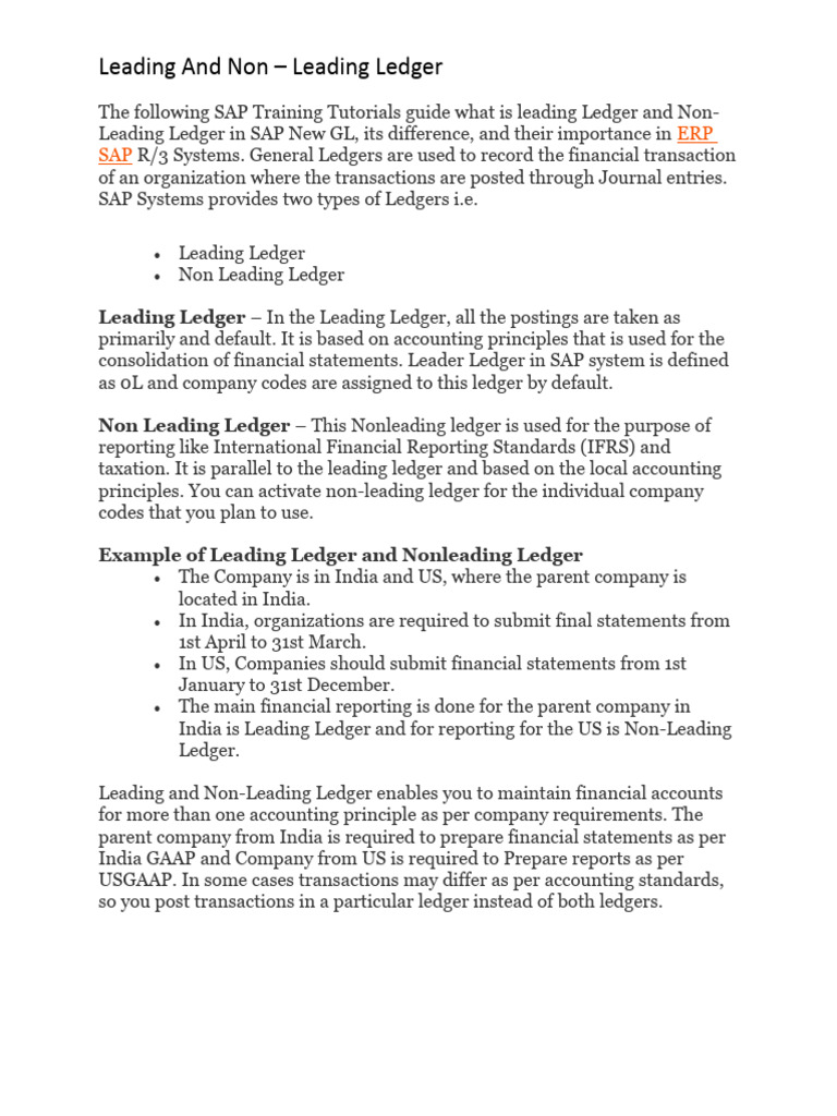 Leading Ledger and Non Ledger | PDF