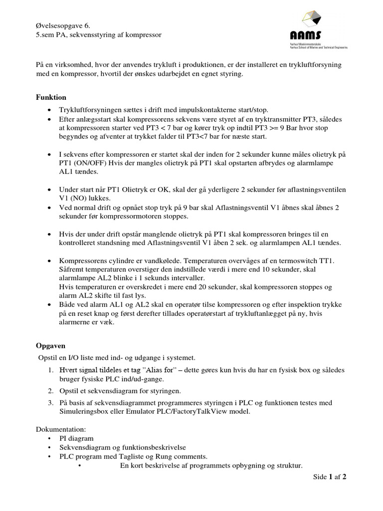 PA5 Case 2 Øvelsesopgave 6 Kompressoropg v3 | PDF
