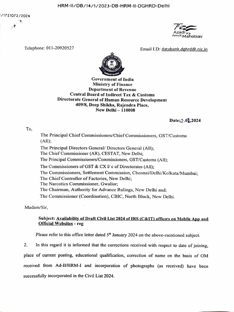 Draft Civil List 2024 | Download Free PDF | Governance | Government ...