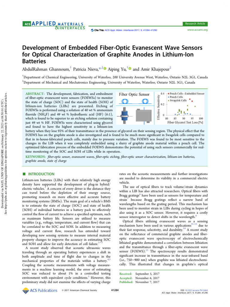 Development of Embedded Fiber-Optic Evanescent Wave Sensors For Optical Characterization of ...