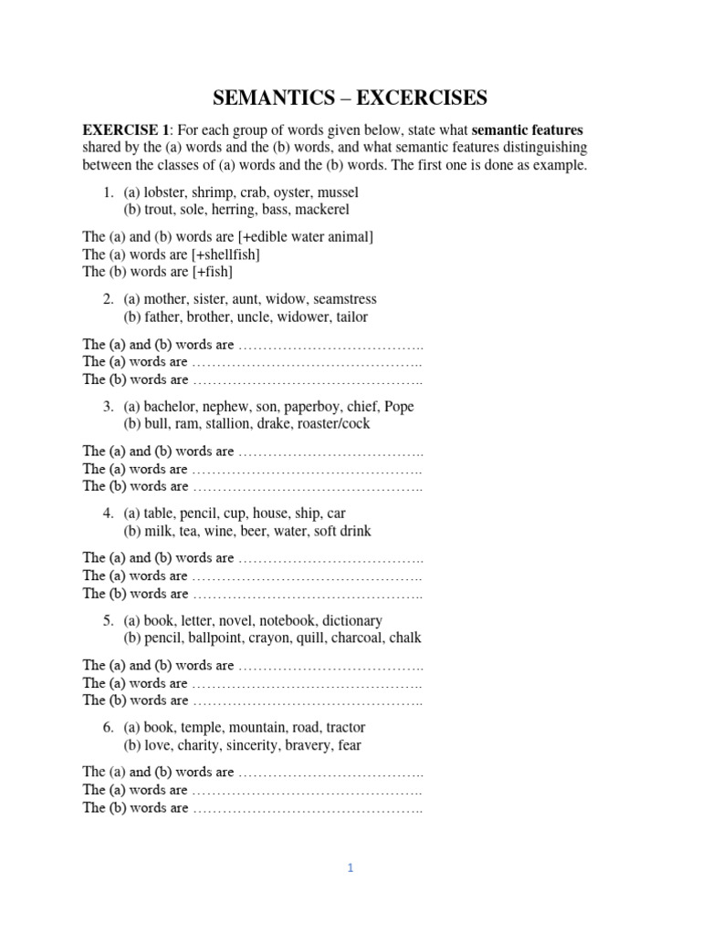 Semantics Exercises | PDF