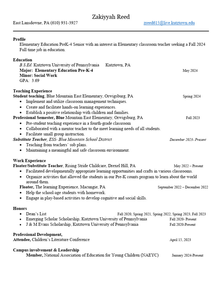 ku resume zr | PDF | Teachers | Learning