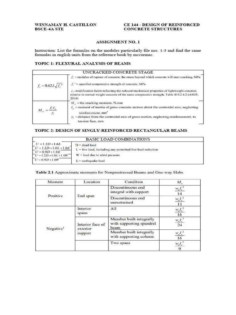 Ce 144 Assignment 1 (1) | PDF | Beam (Structure) | Strength Of Materials