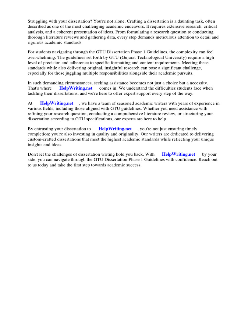 Gtu Dissertation Phase 1 Guidelines | PDF | Essays | Thesis