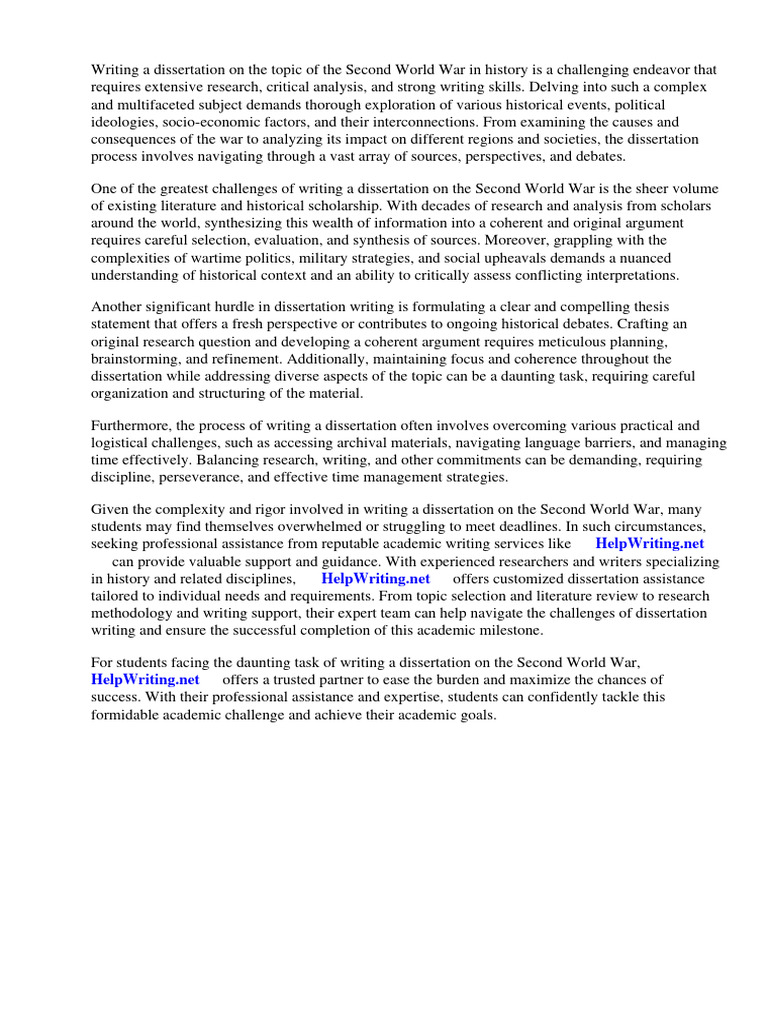 Dissertation Histoire Seconde Guerre Mondiale | PDF | Thesis | Critical ...