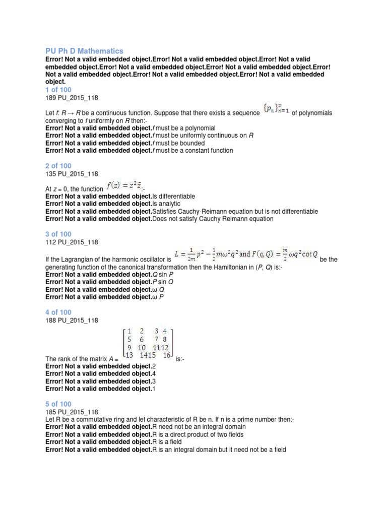 PH-D Mathematics 2015 | PDF | Field (Mathematics) | Compact Space