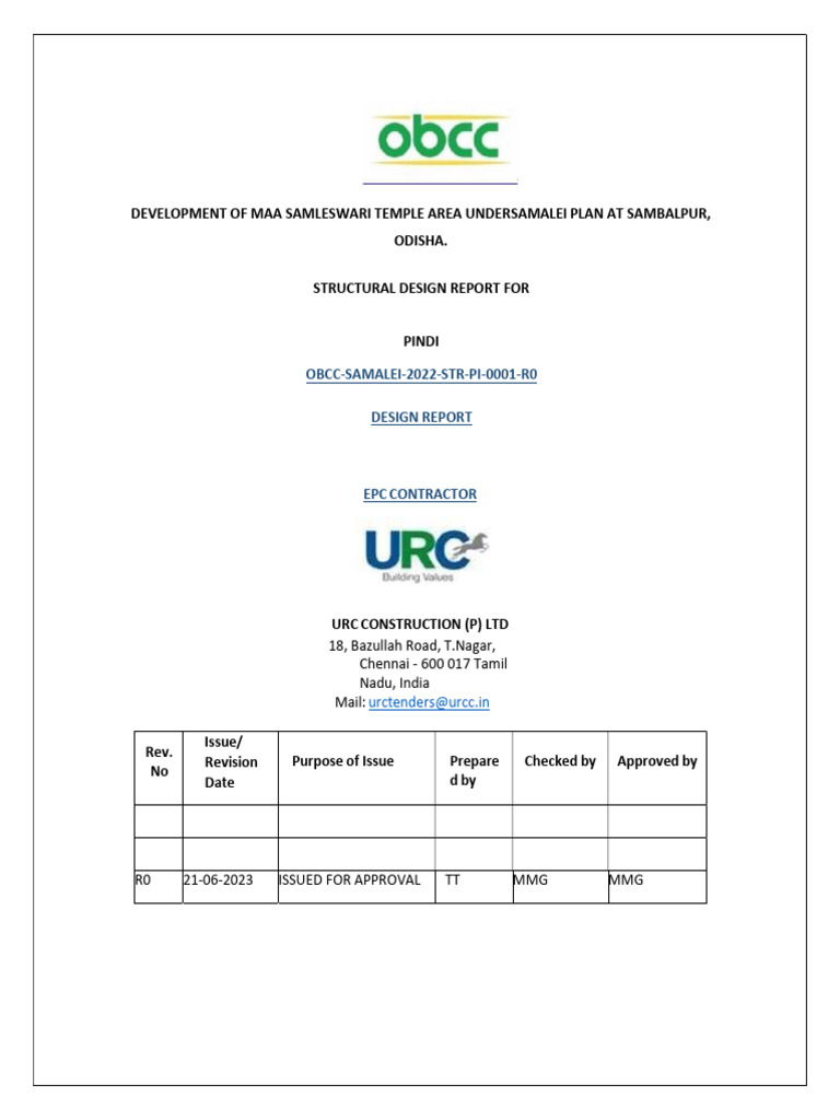 Obcc Samalei 2022 STR Pi Urc Design Report | PDF | Beam (Structure) | Civil Engineering