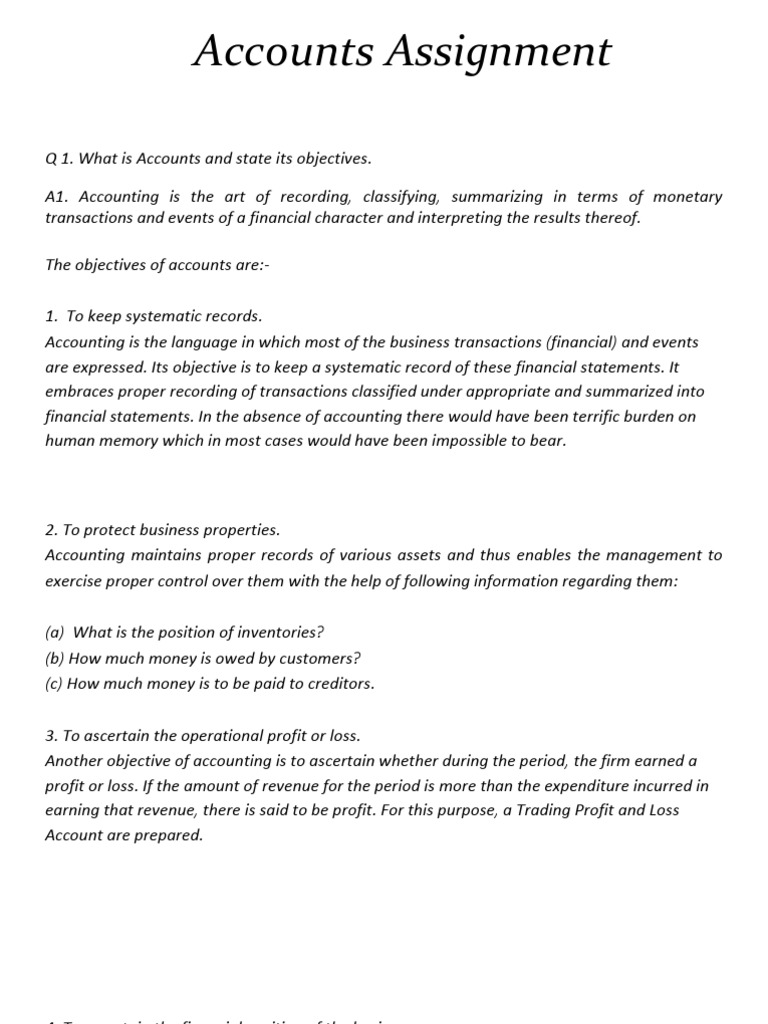 Accounts Assignments | PDF | Profit (Accounting) | Accounting