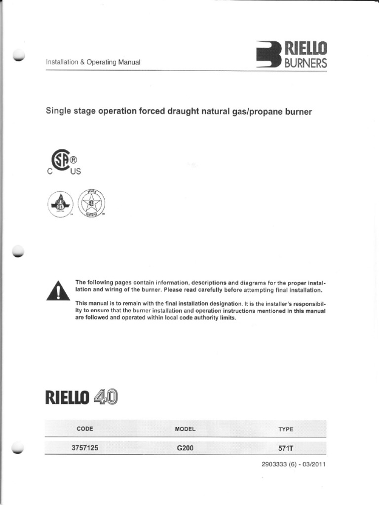 Riello 40 g200.pdf - Heating Help | PDF | Valve | Chimney