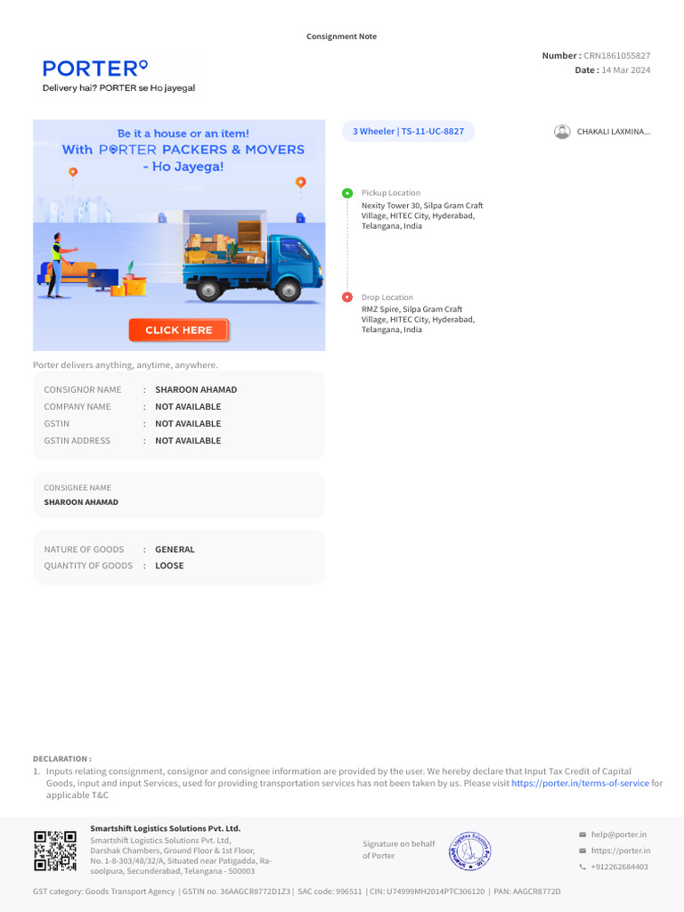 Downloading Invoices from Porter App | PDF