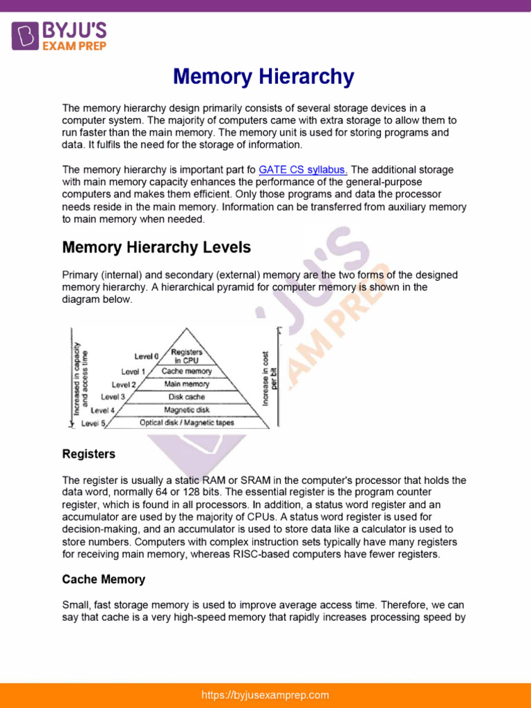 Memory Hierarchy Gate Notes 38 | PDF | Computer Data Storage | Random ...