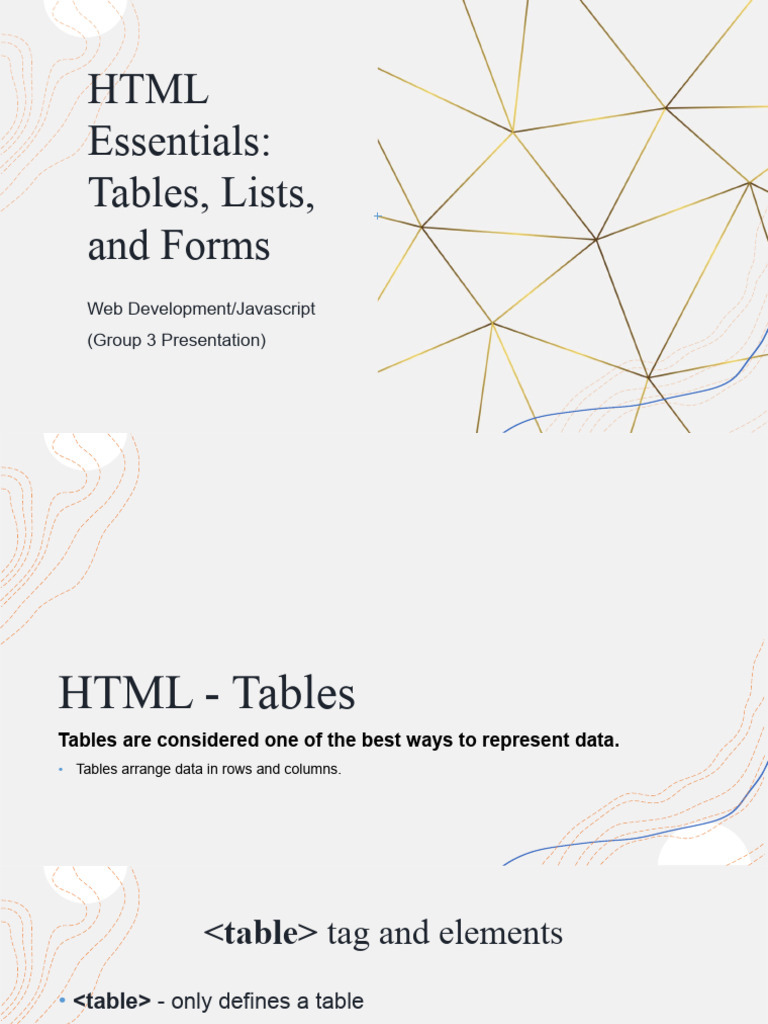 Tables Lists Forms Pdf Html Element Html 