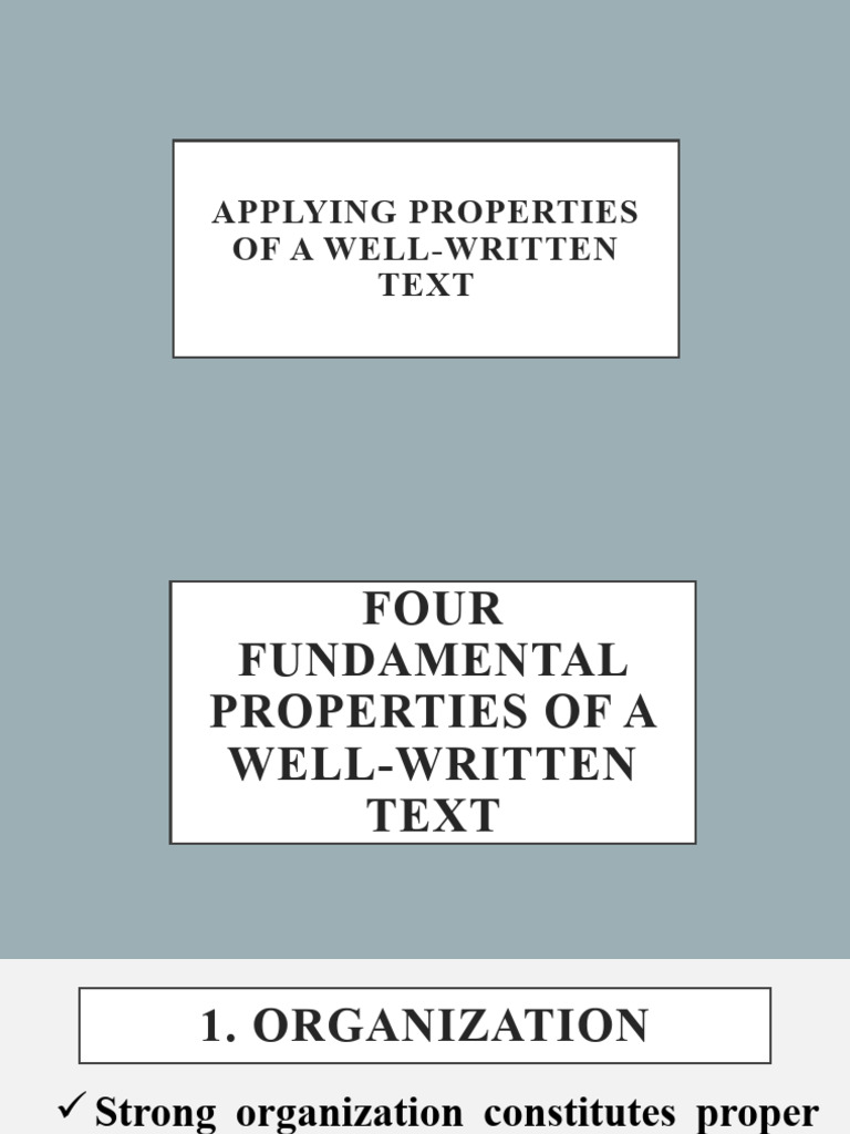 Applying Properties of A Well Written-Text-2024 | Download Free PDF ...