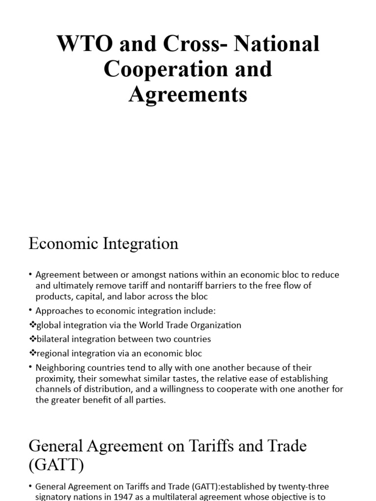 WTO and Cross-National Cooperation and Agreements | Download Free PDF | World Trade Organization ...