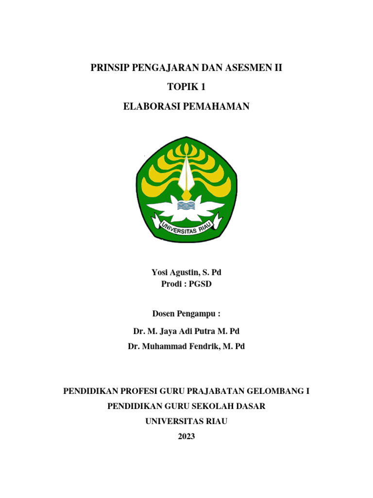 Elaborasi Pemahaman-Topik 1 - PPA II (Yosi Agustin) | PDF