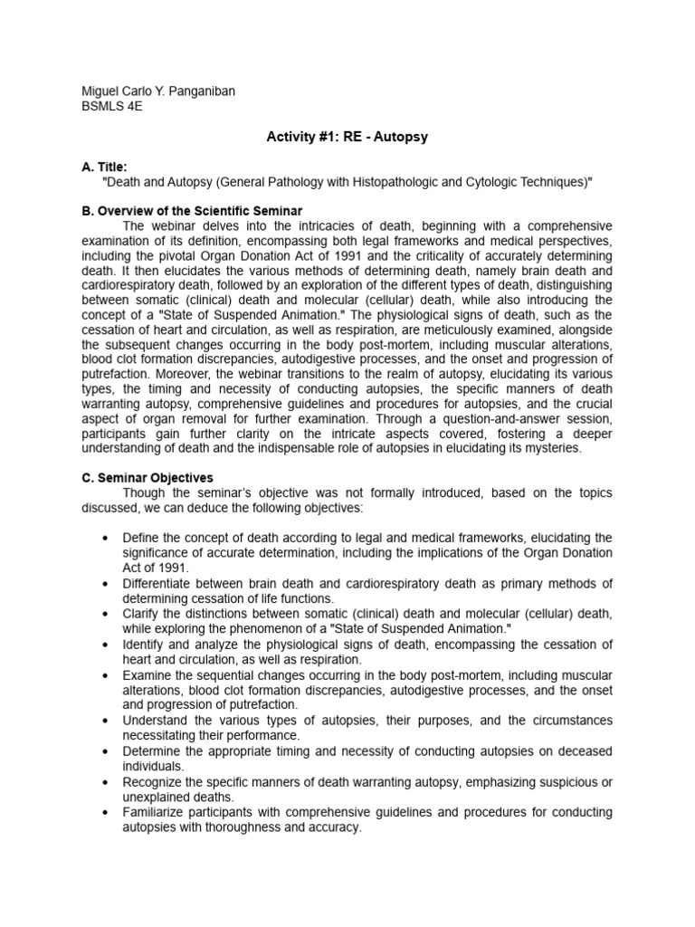 Activity #1 (Sem 2) | PDF | Autopsy