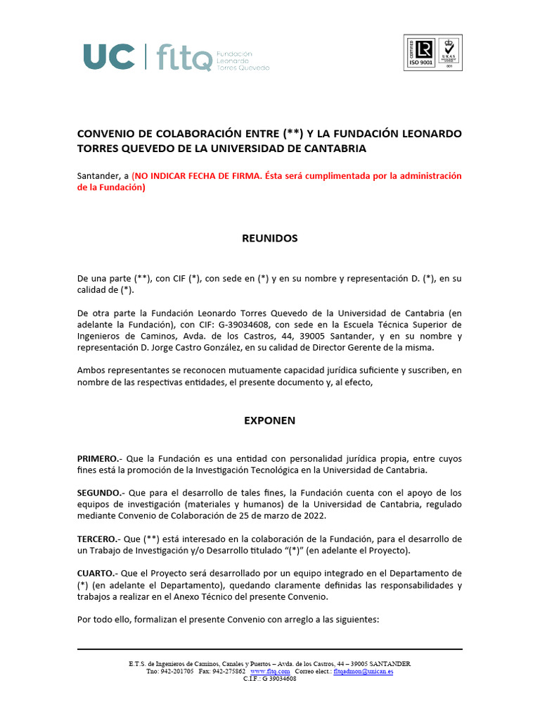 Modelo de Convenio | PDF