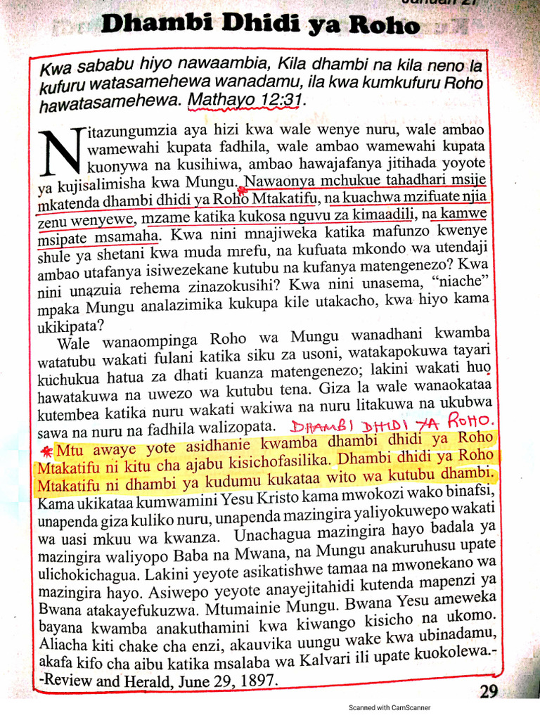 Dhambi Dhidi Ya Roho | PDF