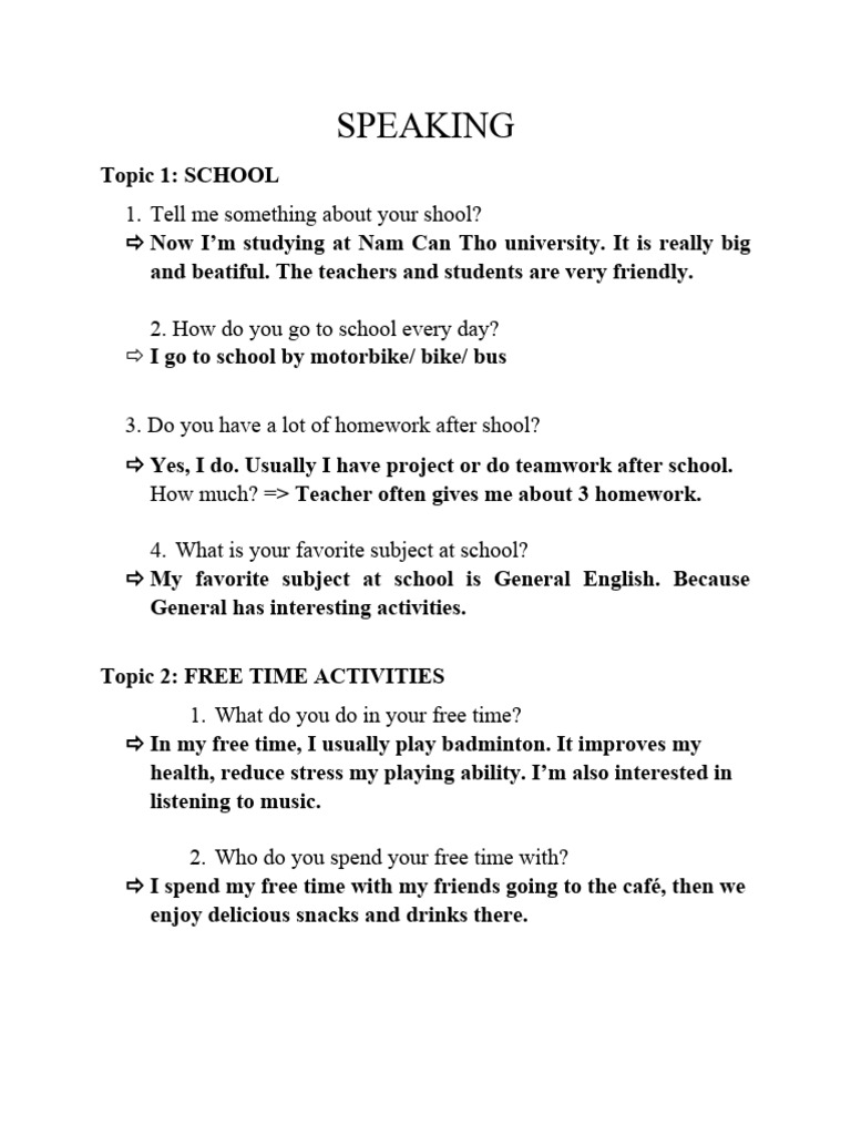 Speaking 1 | PDF | Healthy Diet