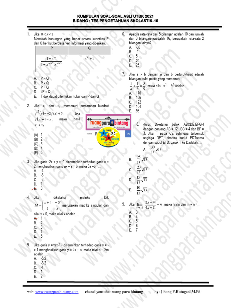 Soal Utbk 2021 Bagian 10 | PDF