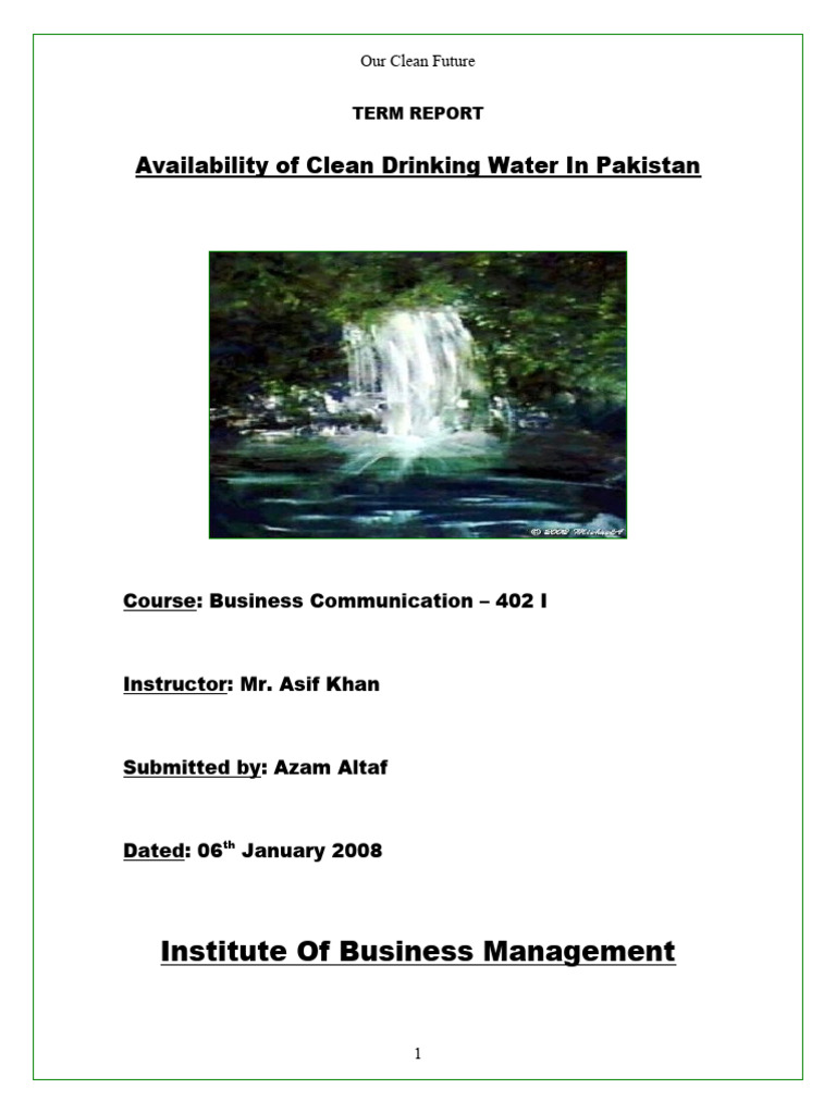 Availability of Clean Drinking Water in Pakistan | Download Free PDF ...