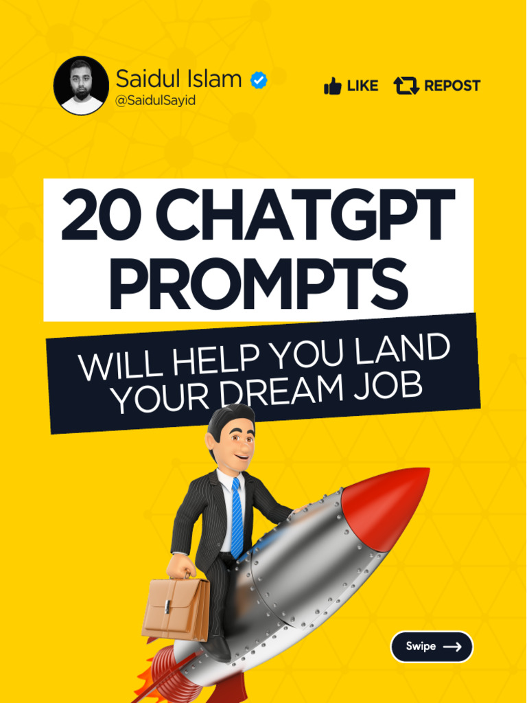 20 Chatgpt Prompts To Land Your Dream Job - @saidul Islam | PDF | Job Hunting
