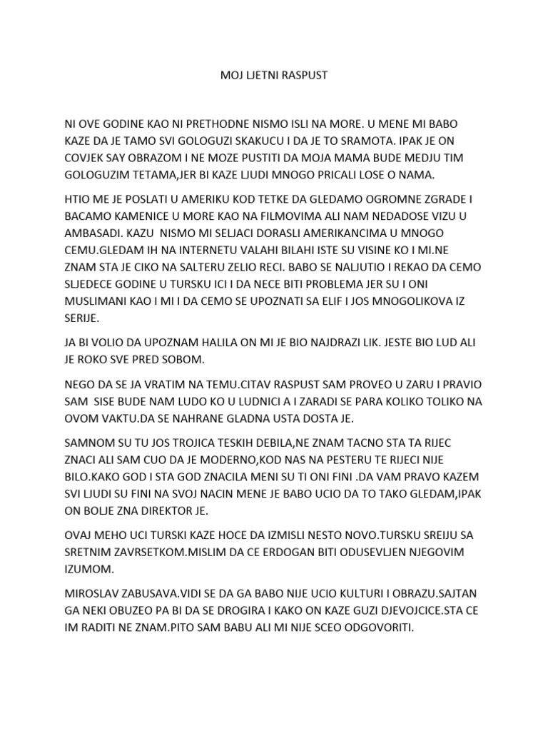 Moj Ljetni Raspust | PDF