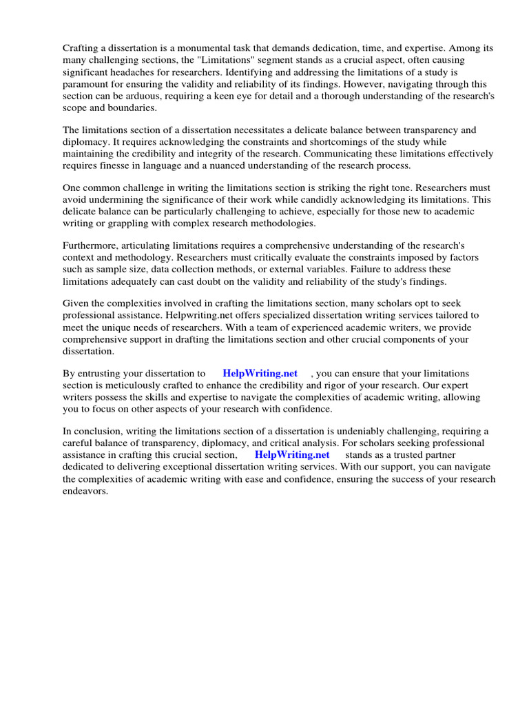 Writing Dissertation Limitations Effectively | PDF | Thesis | Methodology