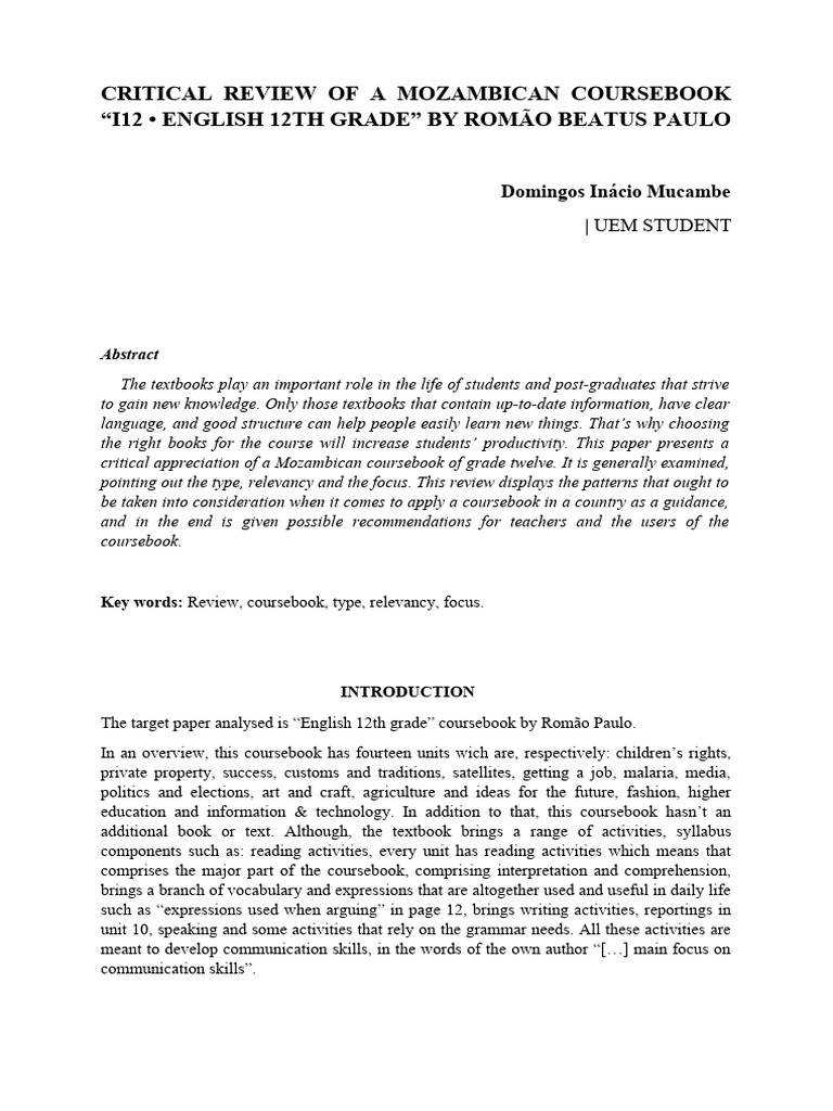 Critical Review Pdf Textbook Communication