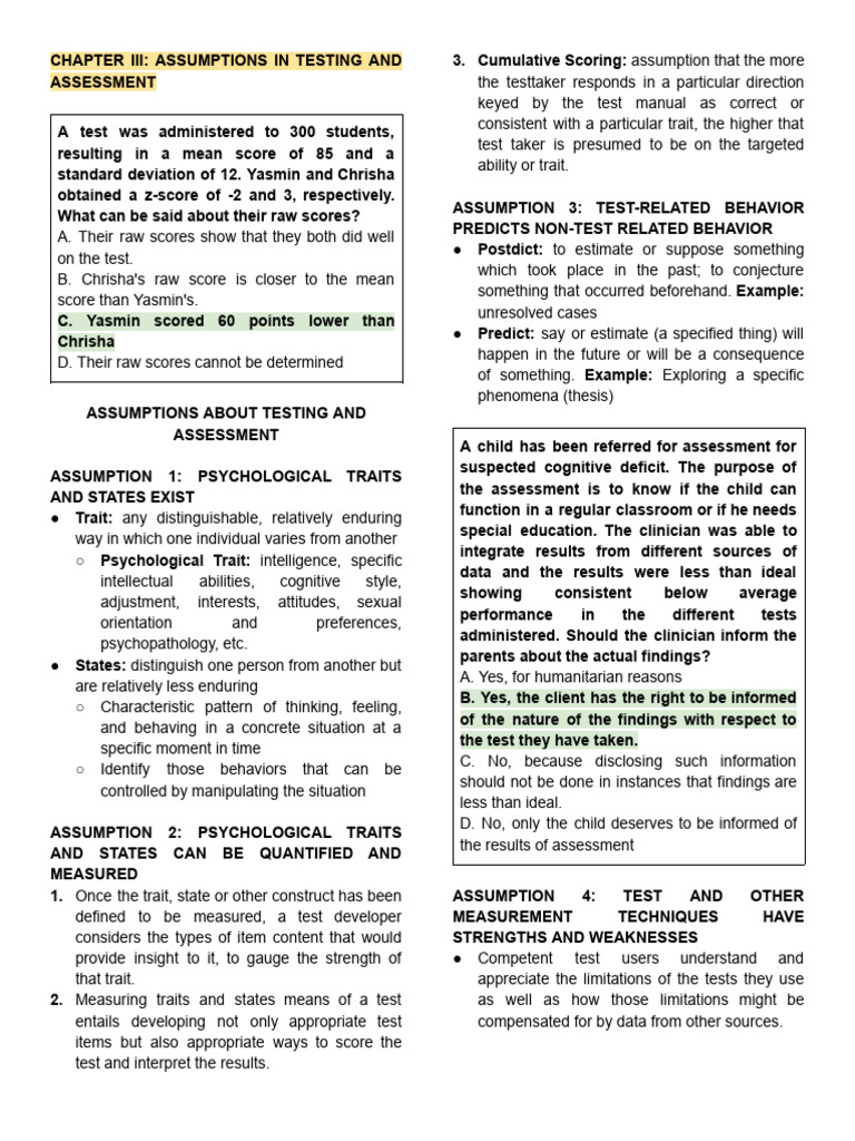 Psychological Assessment (CHAPTERS 3-5) | PDF | Validity (Statistics ...