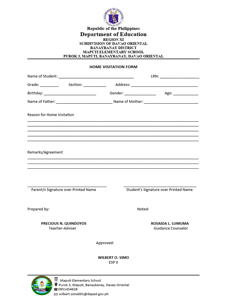 Home Visit Form | PDF