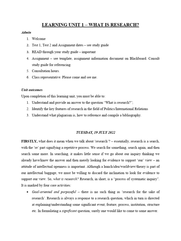 Learning Unit 1 | PDF | Theory | Evidence